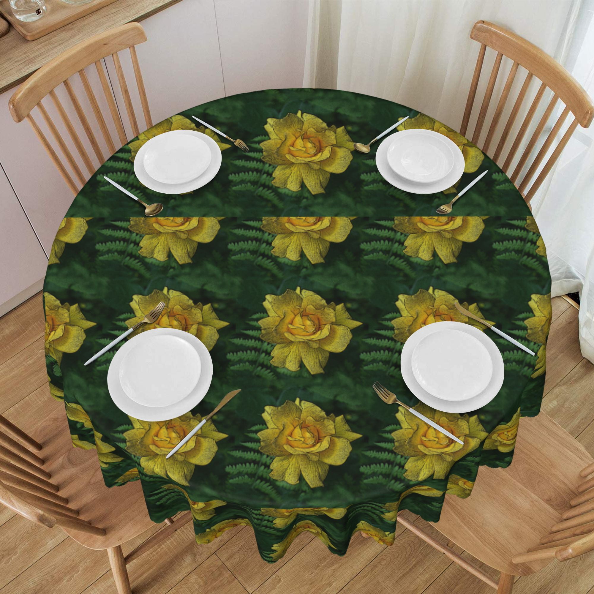 Tablecloth Yellow Rose Wallpaper Table Cloth For Circular Tables ...