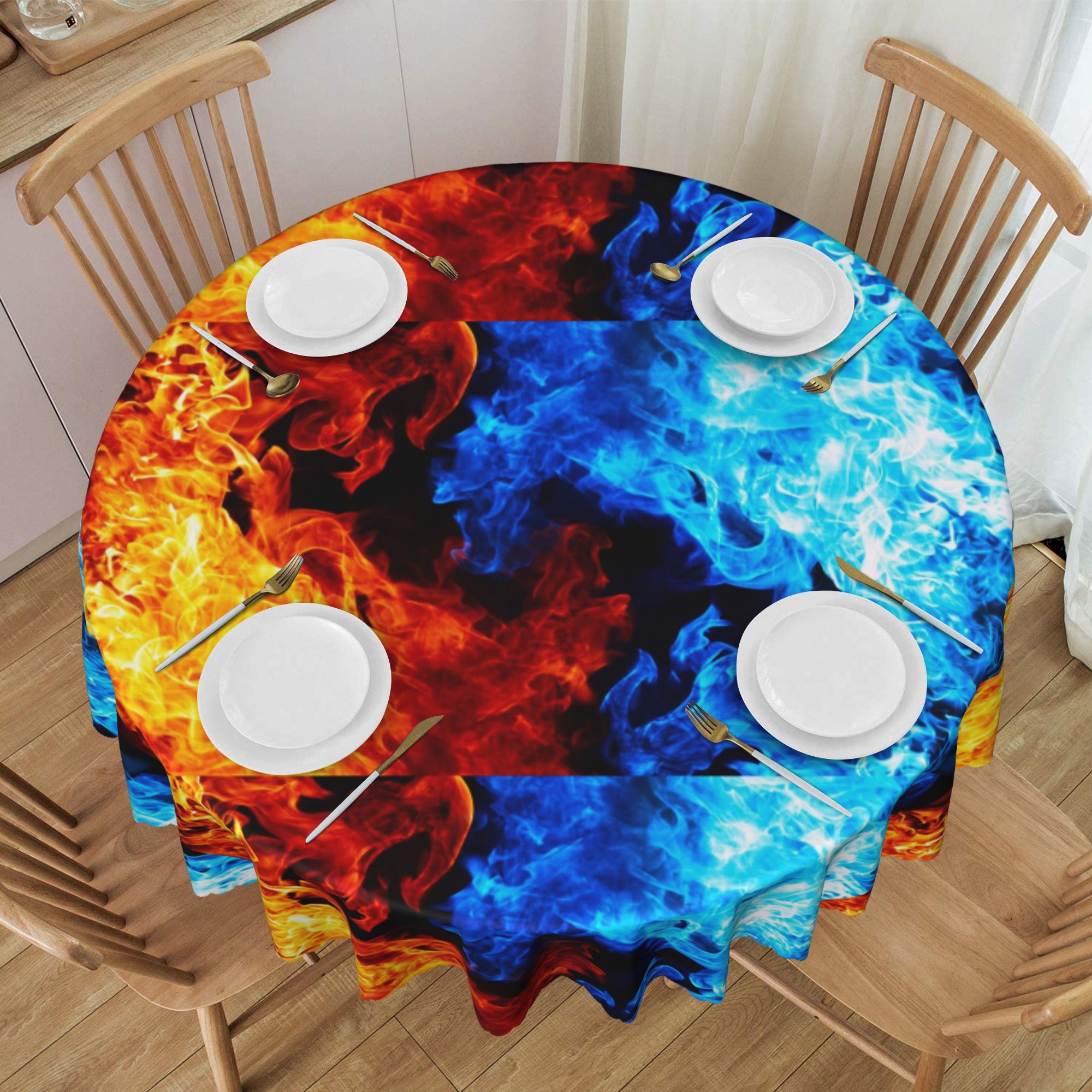 Tablecloth Yingyang Fire Table Cloth For Circular Tables Waterproof ...