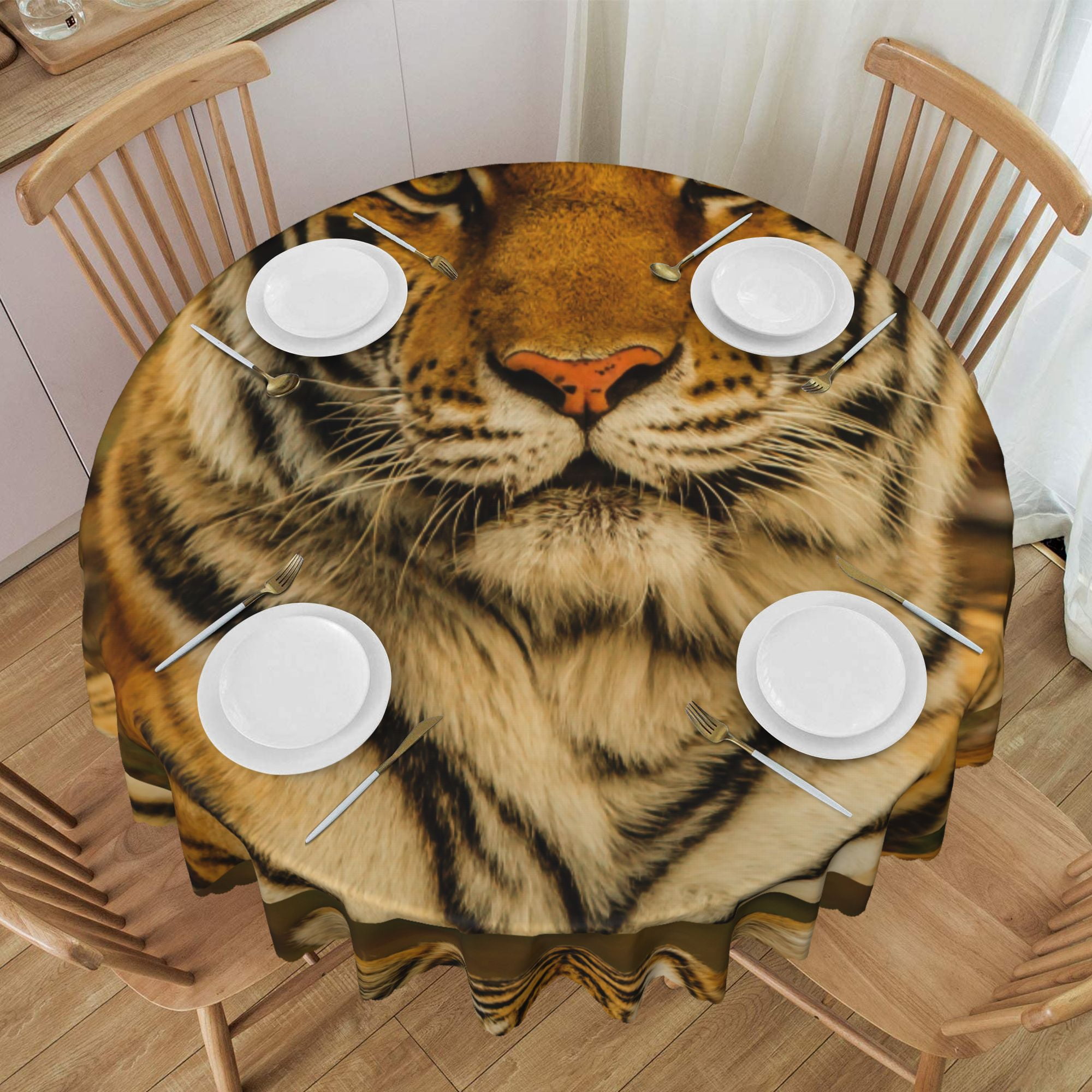 Tablecloth d Animal Tiger Table Cloth For Circular Tables Waterproof ...