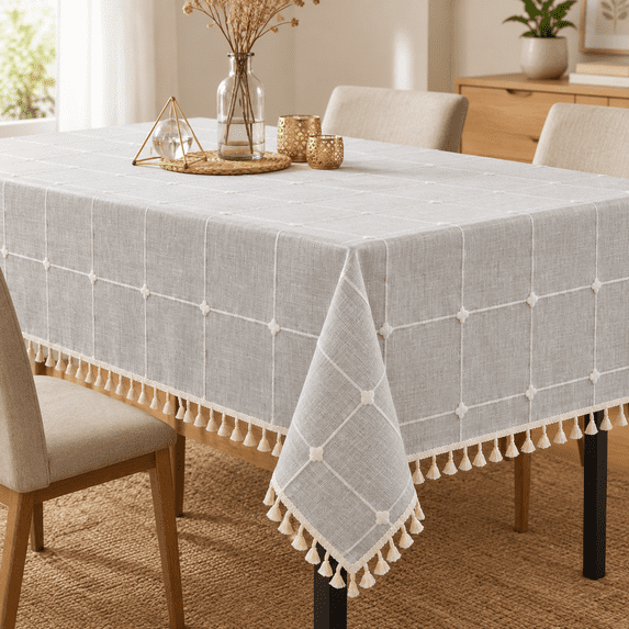 Tablecloths Embroidered Waterproof Table Clothton Linen Wrinkle Free ...