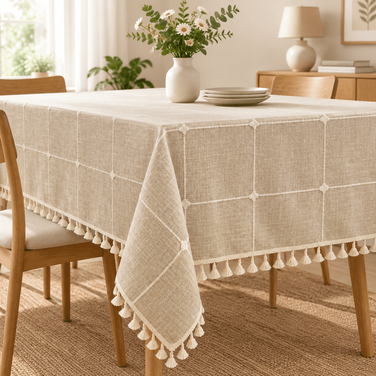 Tablecloths Embroidered Waterproof Table Clothton Linen Wrinkle Free ...