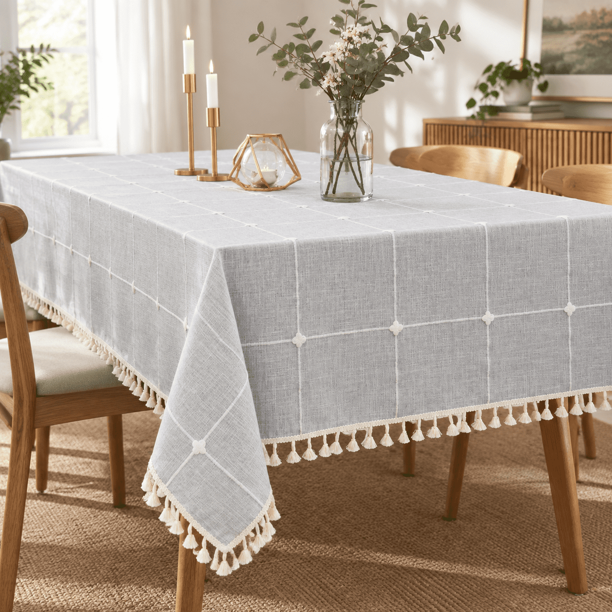 Tablecloths Embroidered Waterproof Table Clothton Linen Wrinkle Free ...