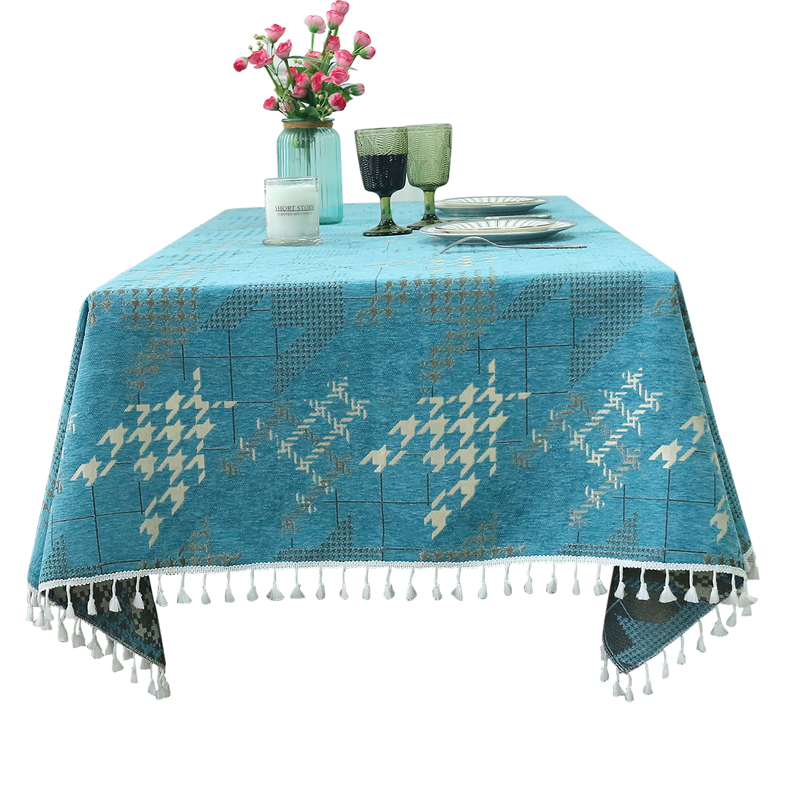 Tablecloths For Rectangle Tables,Chidori Grid Jacquard Tablecloth With ...