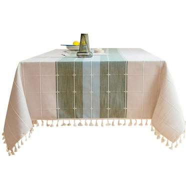 WEALUXE Large White Tablecloth 90x156 for 8 Foot Rectangle Tables ...