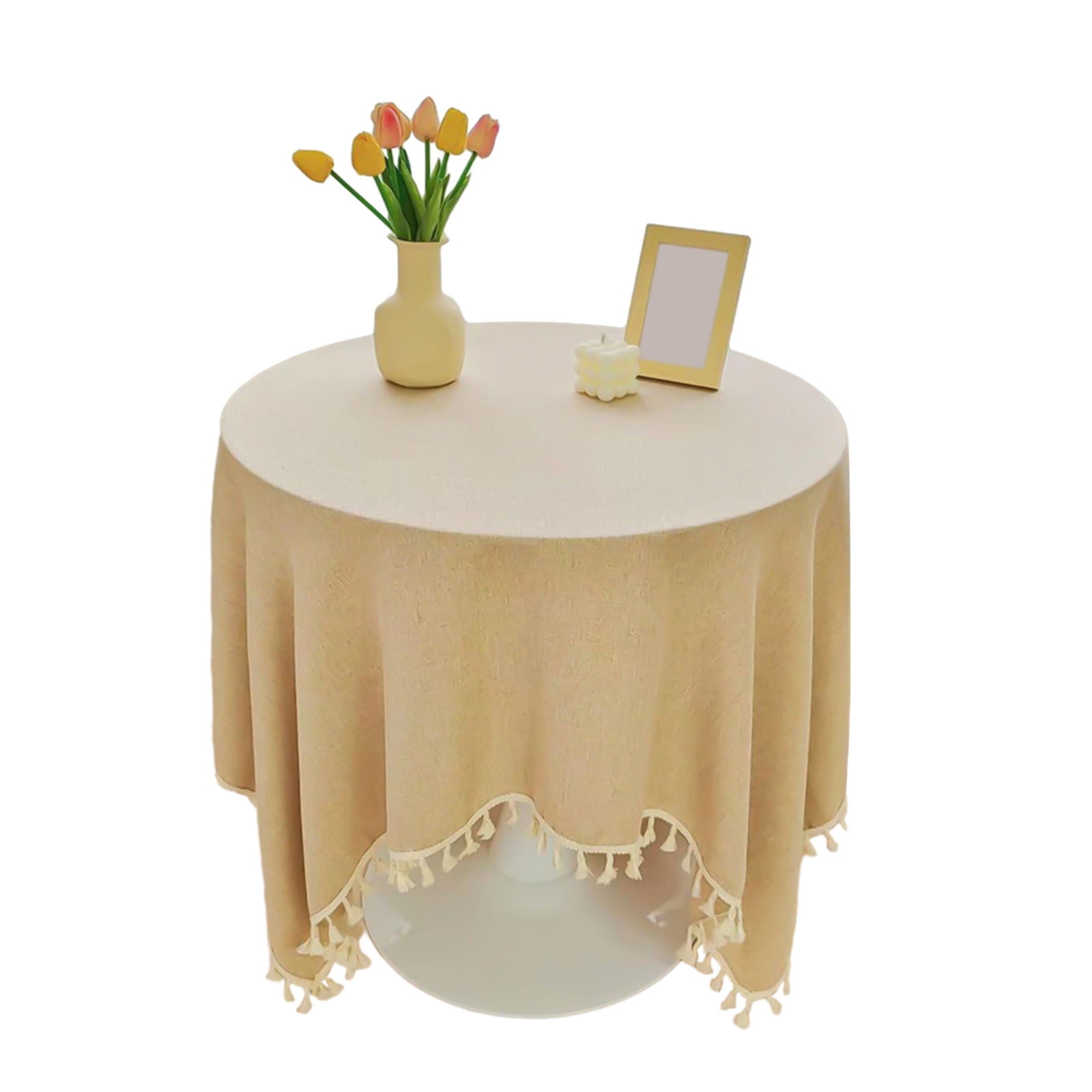 Tablecloths with Fringe for Small Tables, 39x39 Inch Linen Square Table ...