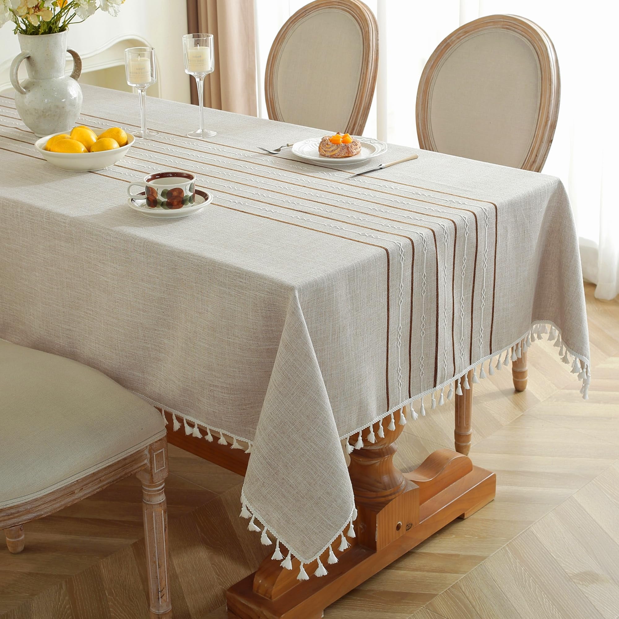 Tablecloths for Rectangle Tables, Cotton Linen Table Cloth Waterproof ...