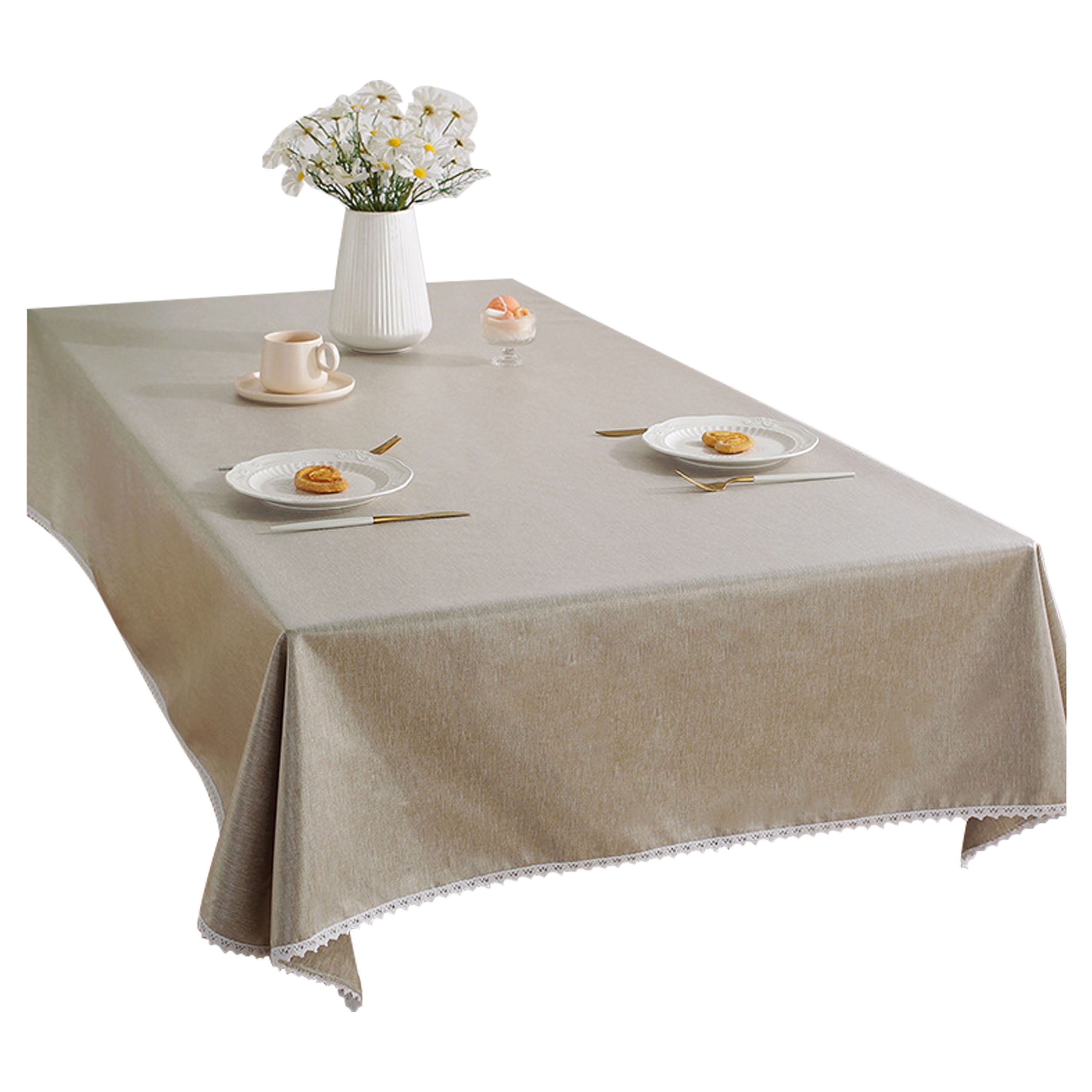 Tablecloths For Rectangle Tables,Solid Color Tablecloth With Lace Trim ...