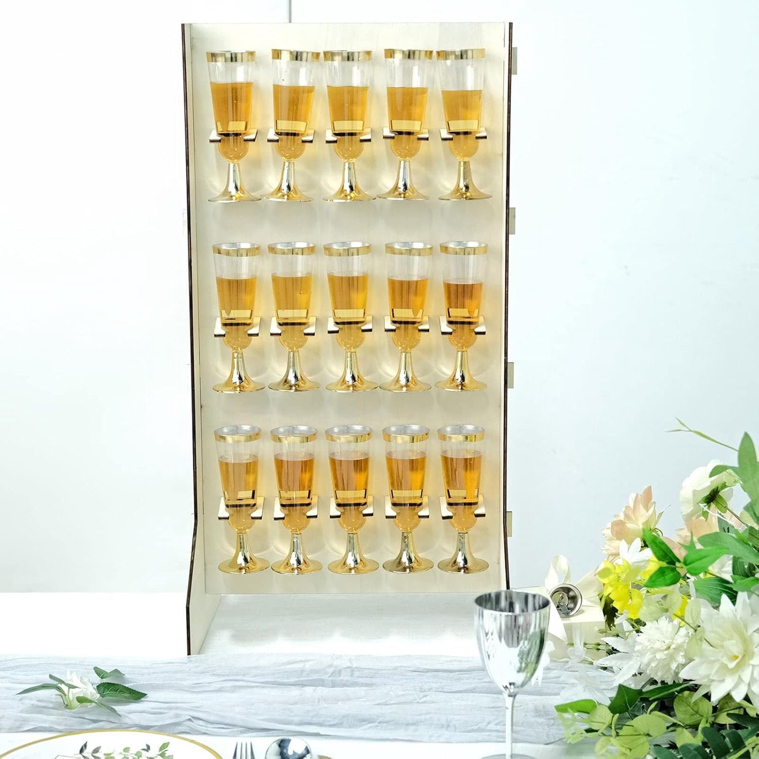 Tableclothsfactory 3-Tier Wooden Champagne Glass Flute Holder Wall ...