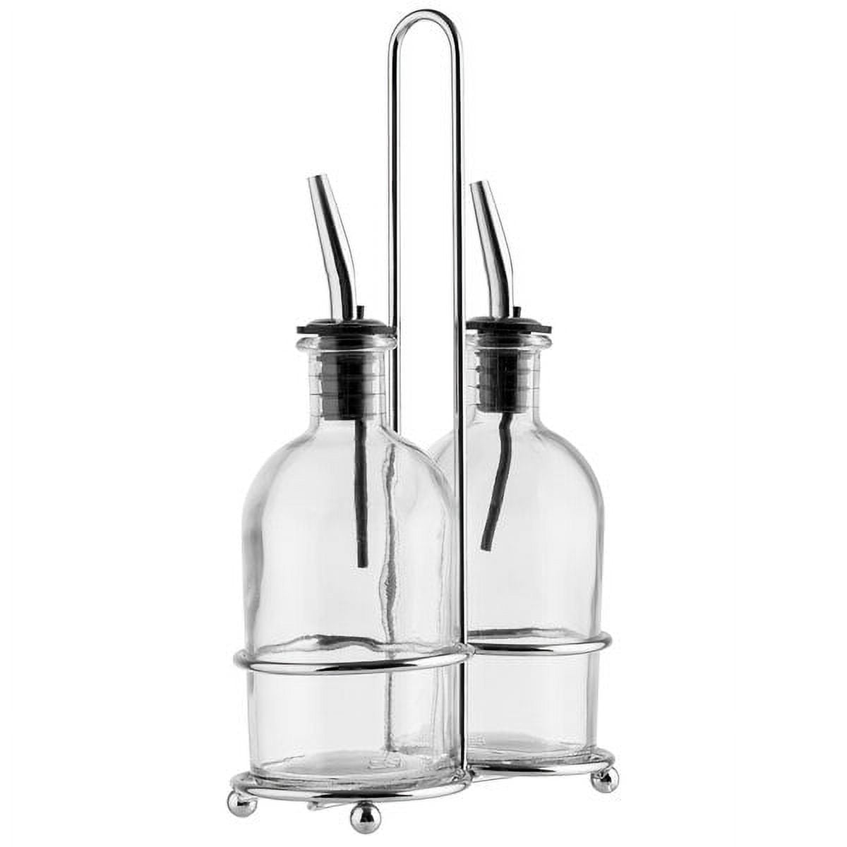 Tablecraft 10380 7.75 oz. 3 Piece Clear Glass Oil and Vinegar Cruet Set ...