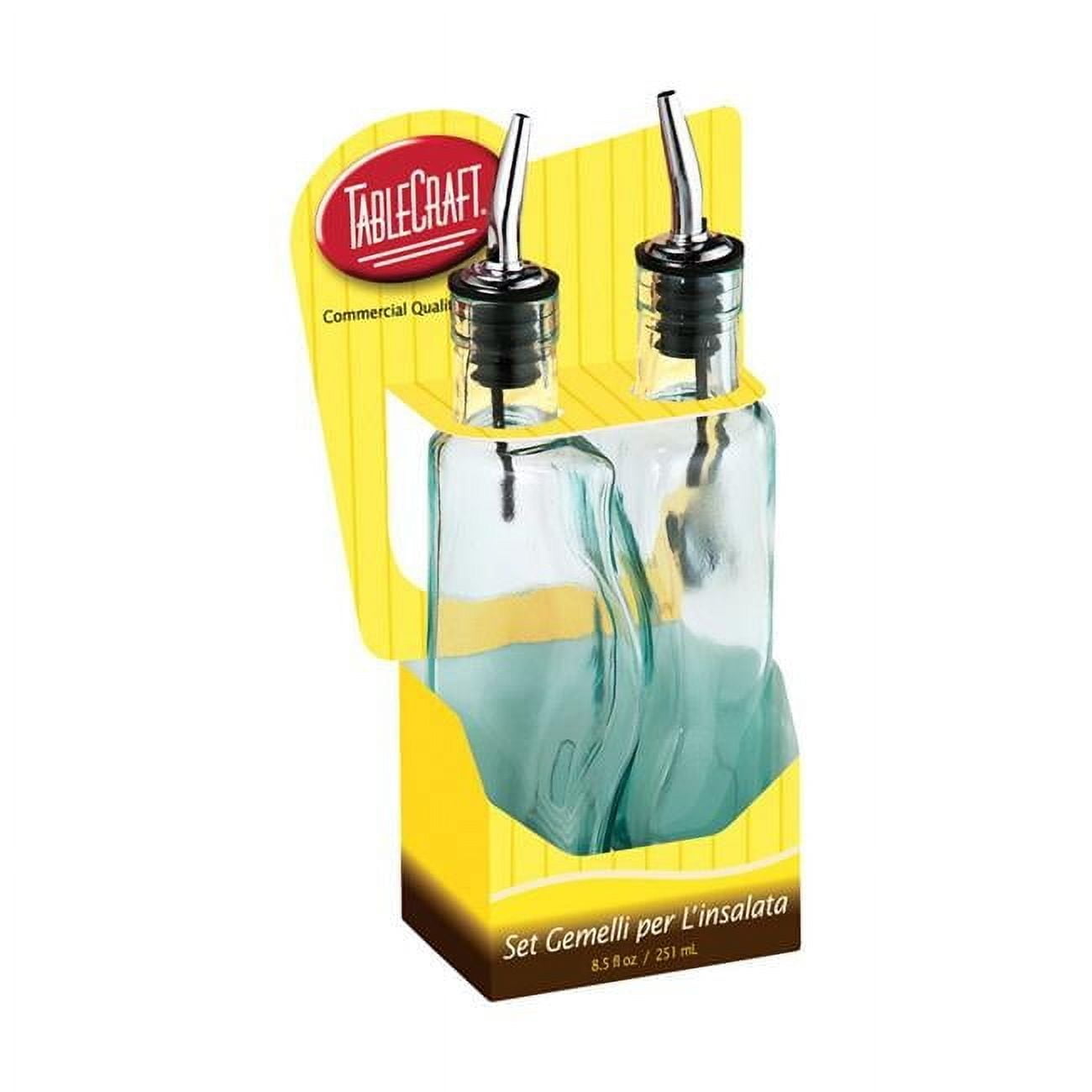 Tablecraft 17 oz Oil & Vinegar Set with Pourer Glass & Steel - Clear ...