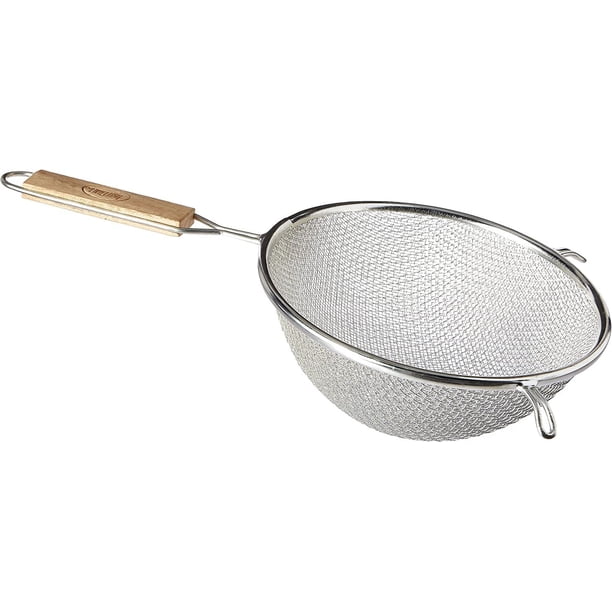 Tablecraft 8" Tinned Double Medium Mesh Strainer - Walmart Business ...
