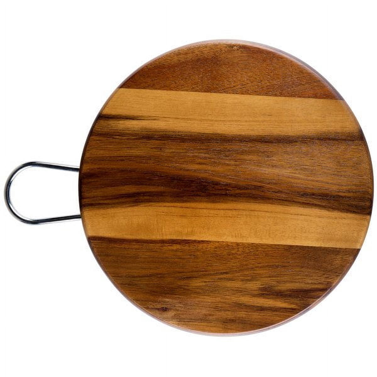 Tablecraft ACAMR10 Acacia Wood Round Display Board with Brushed Nickel ...