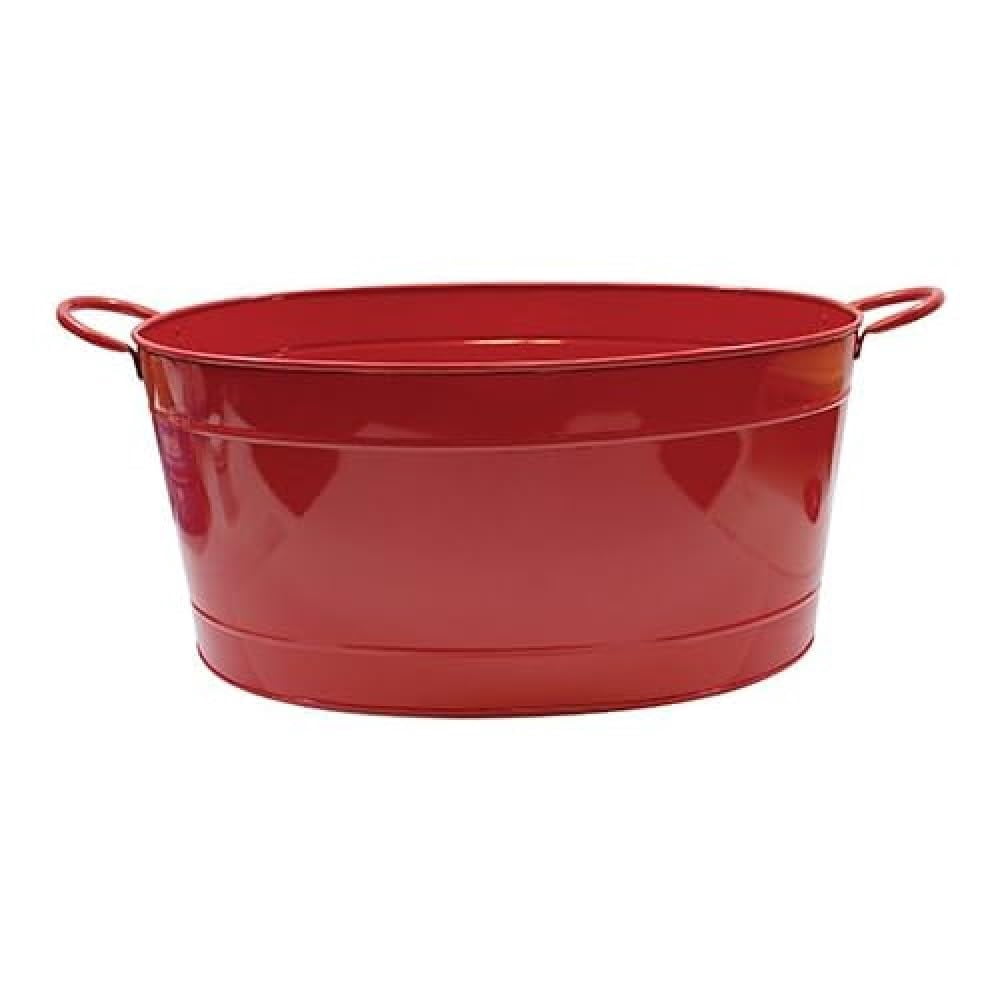 Tablecraft Oval Beverage Tub with Handles, Red, 19.25 x 14.25 x 9.25 ...