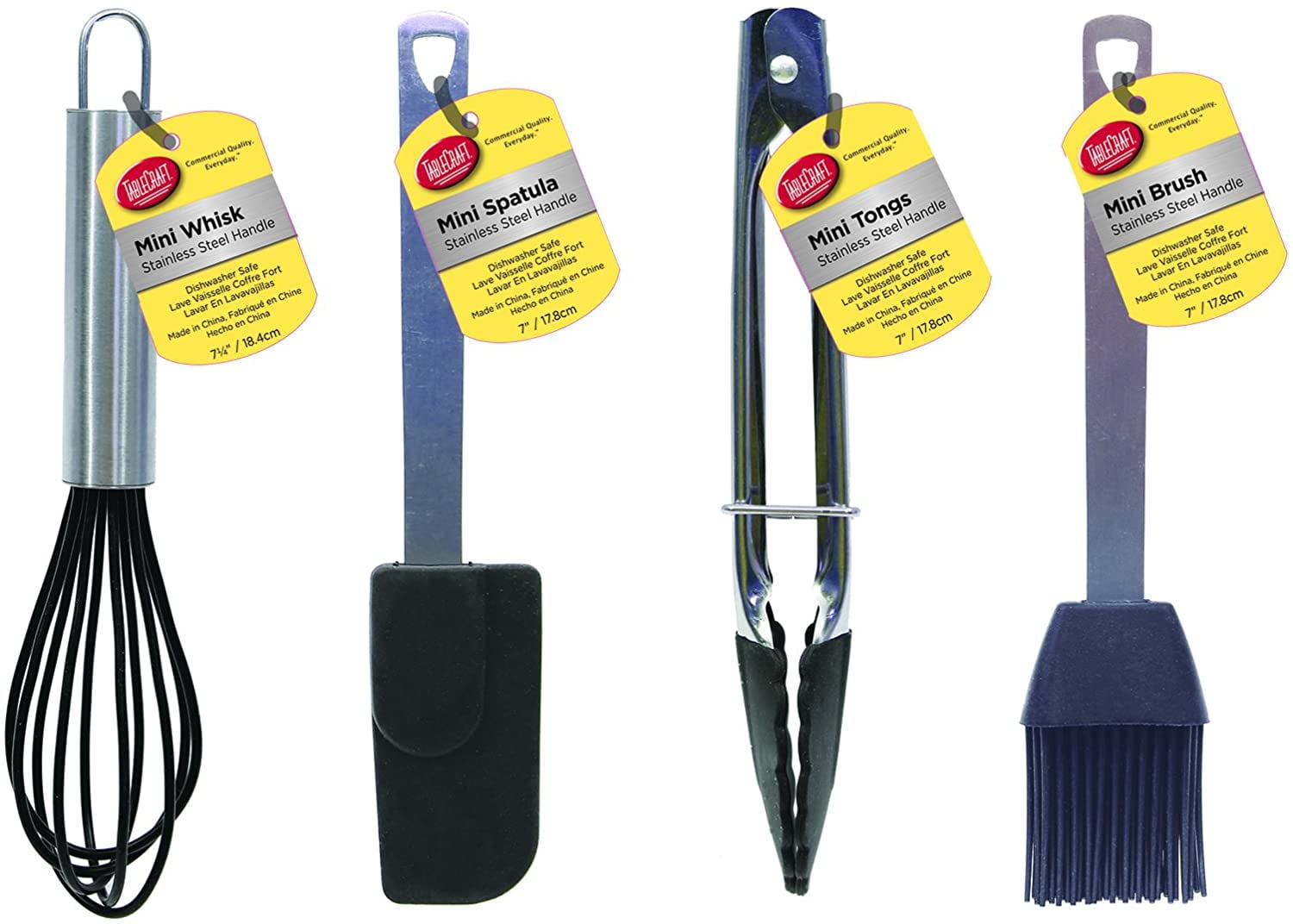 Tablecraft Mini Tools Set, Silicone with Stainless Steel Handles ...