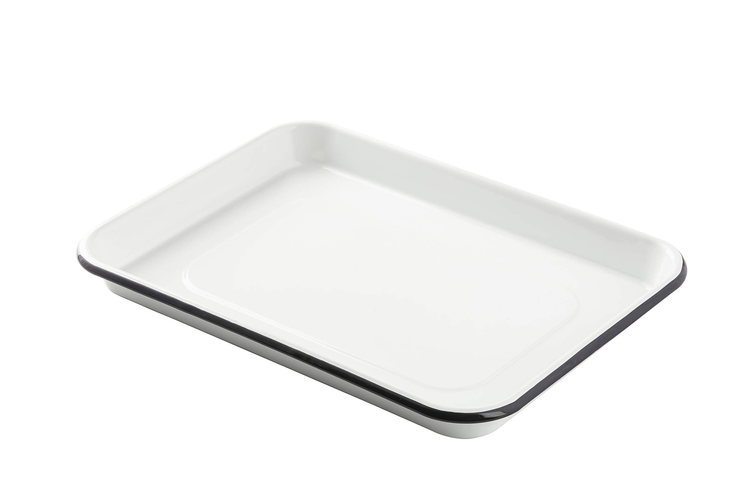 Tablecraft Sheet pan Server, 1/4 Size, Creamy White with Black Rim ...