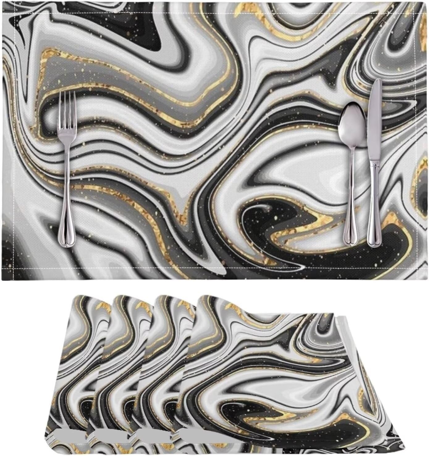 Tablemats Pack of 4, Washable Heat Resistant PVC Weave Texture Dining ...