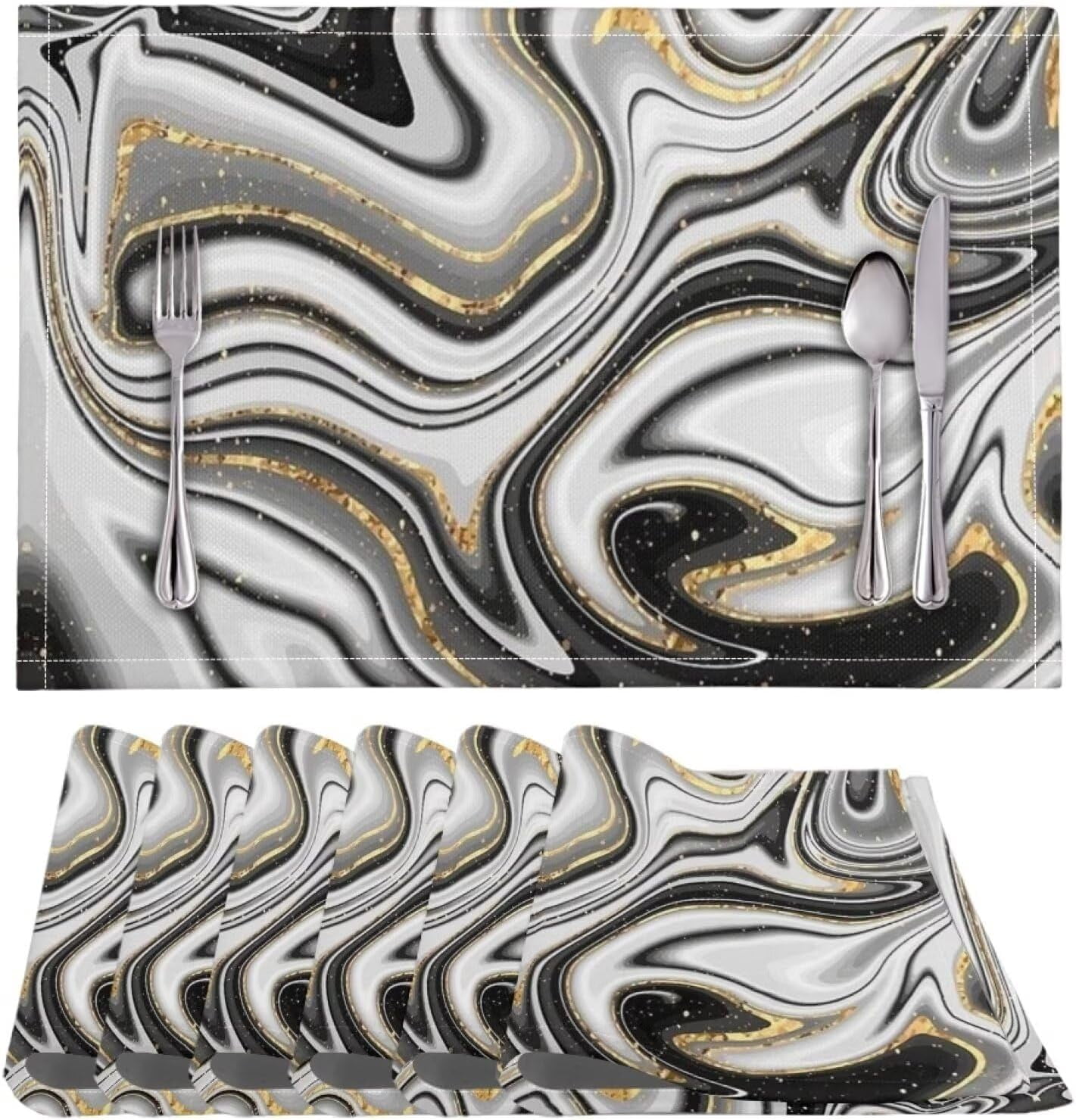 Tablemats Pack of 6, Washable Heat Resistant PVC Weave Texture Dining ...