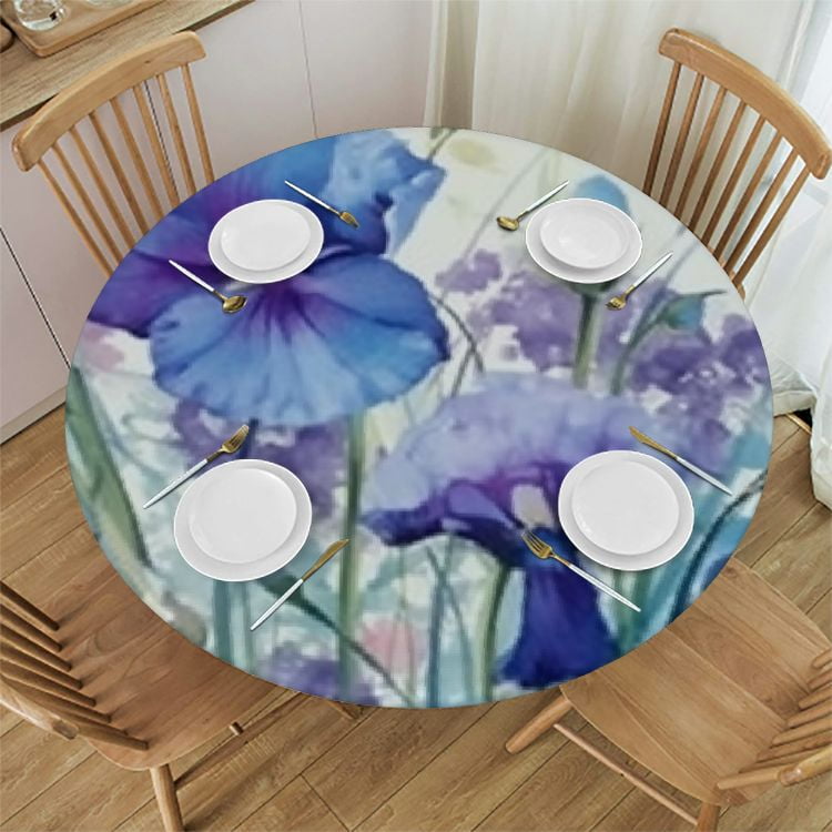 Tables,Watercolor Garden Spring Flower Iris Waterproof Table Cover with ...