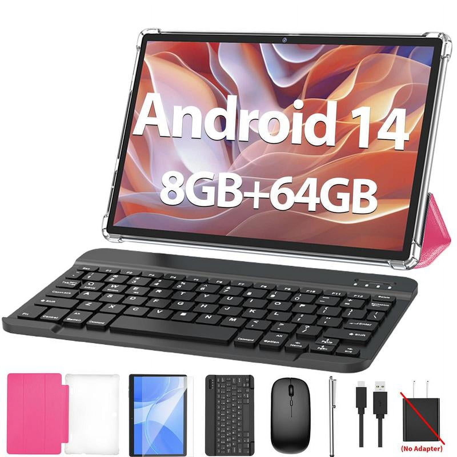 Tablet 10.1 Inch Android 14, 2 in 1 Portable Device with Keyboard ...