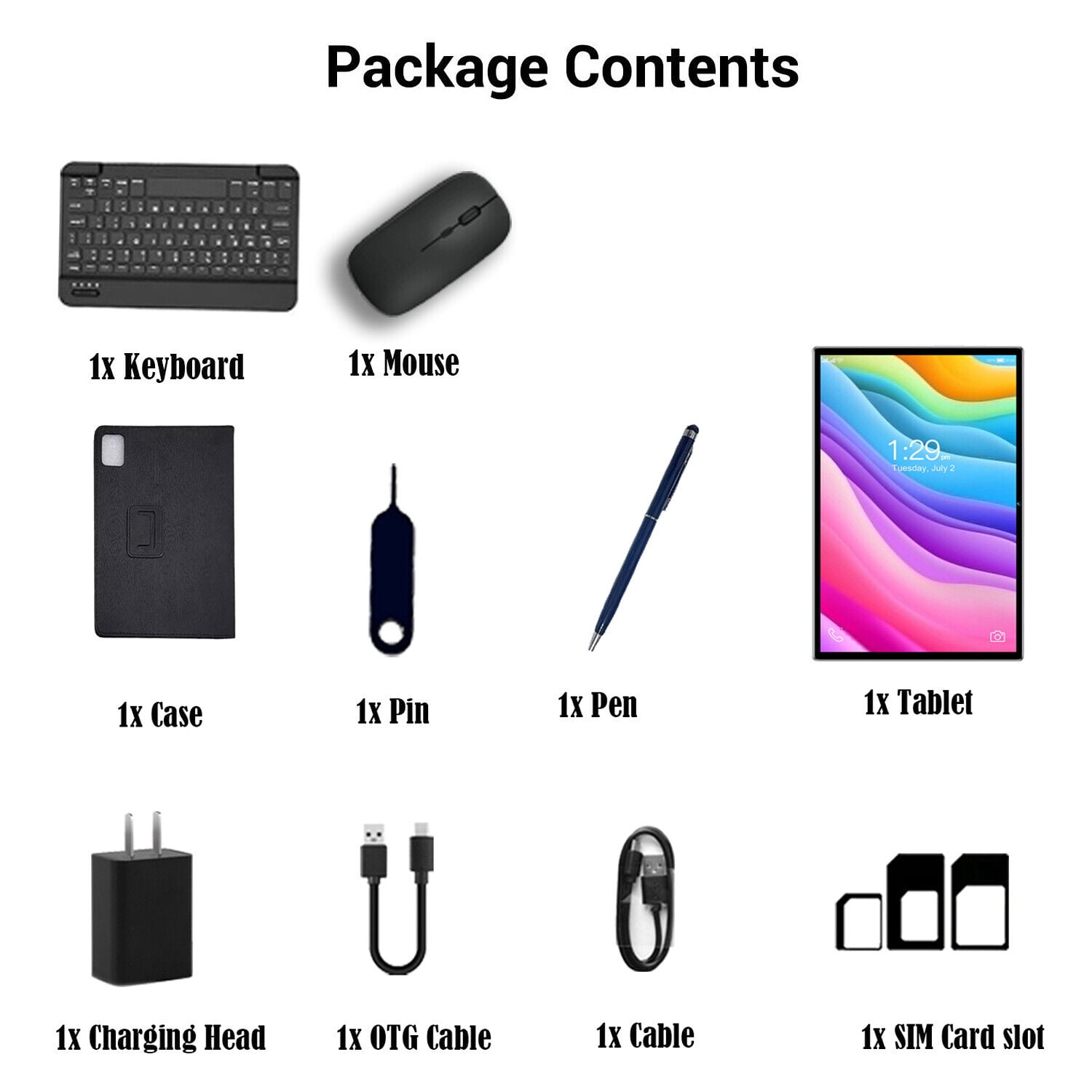 Tablet 10.1 in 16GB RAM 256GB Android 14 Tablet 1920*1200 Dual SIM LTE ...