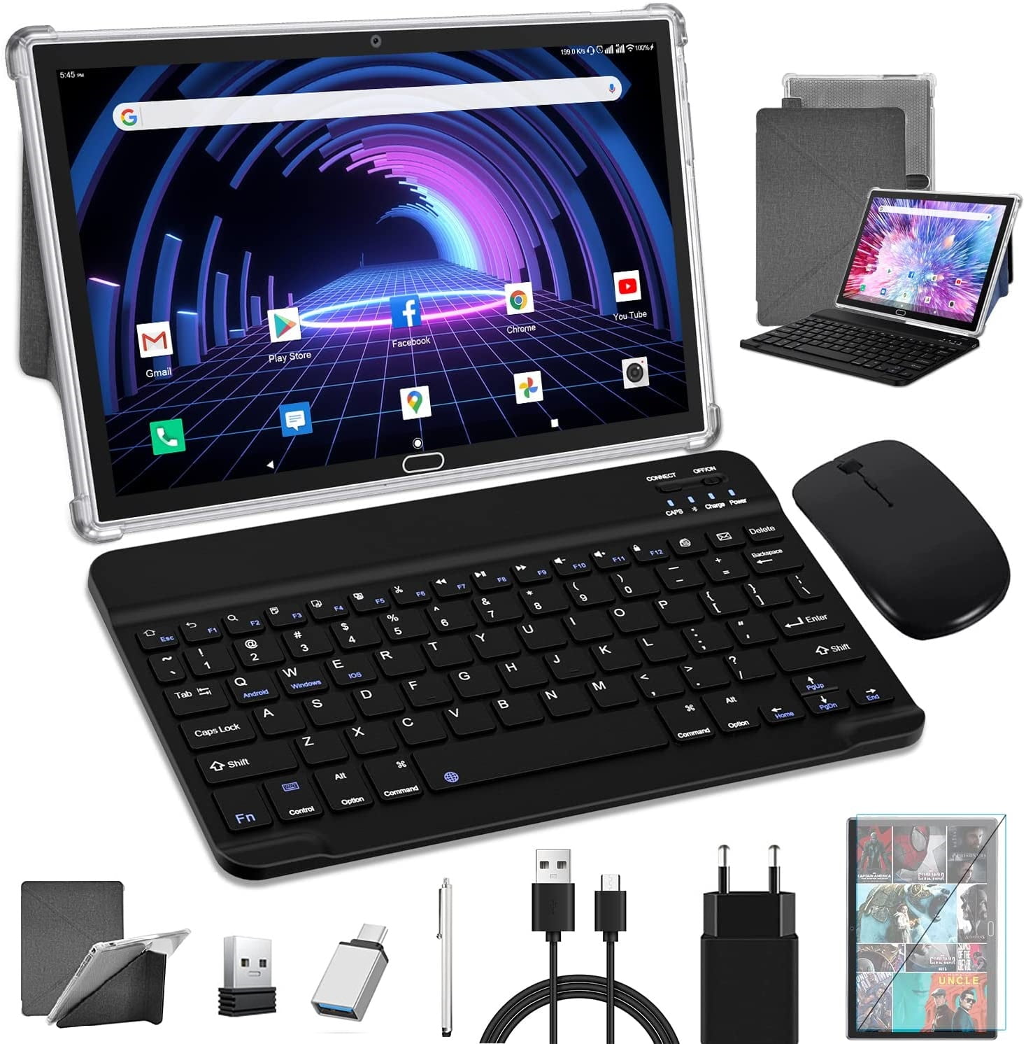 Tablet 10 Inch Tablet,Zonko Tablet 2 in 1 Android Tablet with Keyboard ...