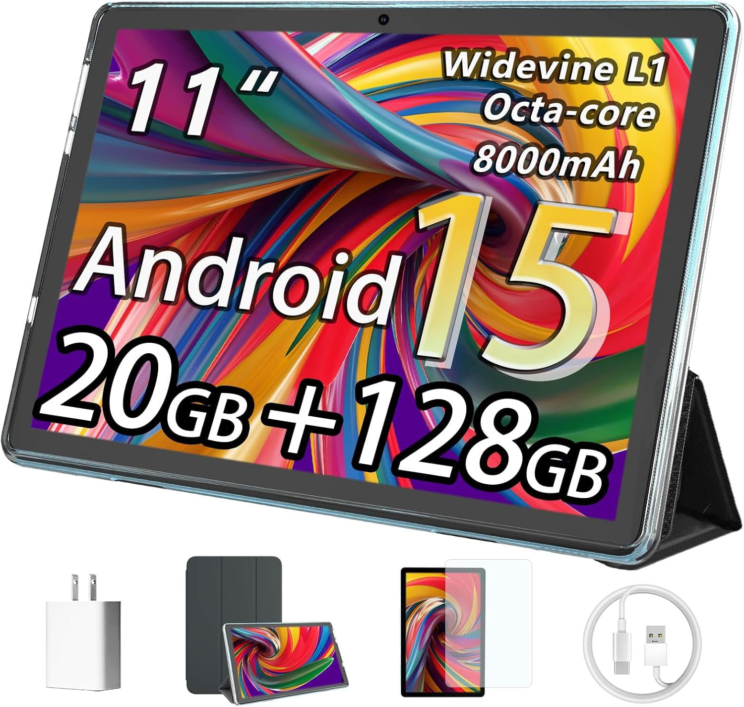 Tablet 11 inch Android 15 Tablets, 20GB RAM 128GB ROM 1TB Expand, Octa ...
