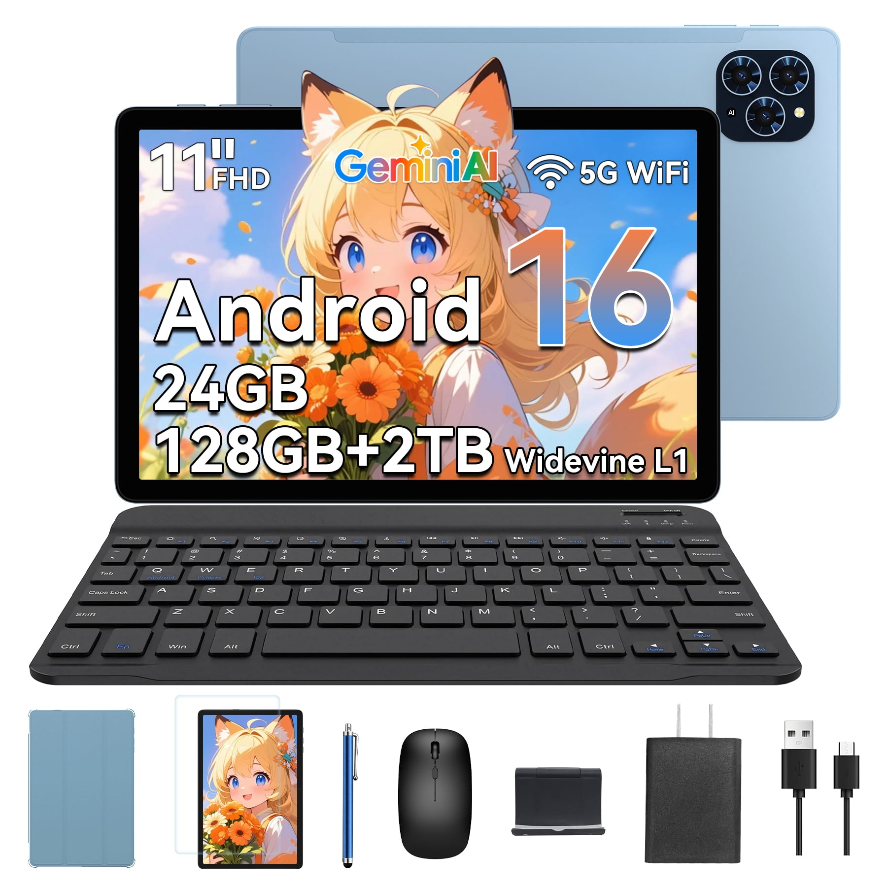Tablet 2026 Android 16 AI Tablet with Gemini AI, 11 Inch FHD Display ...