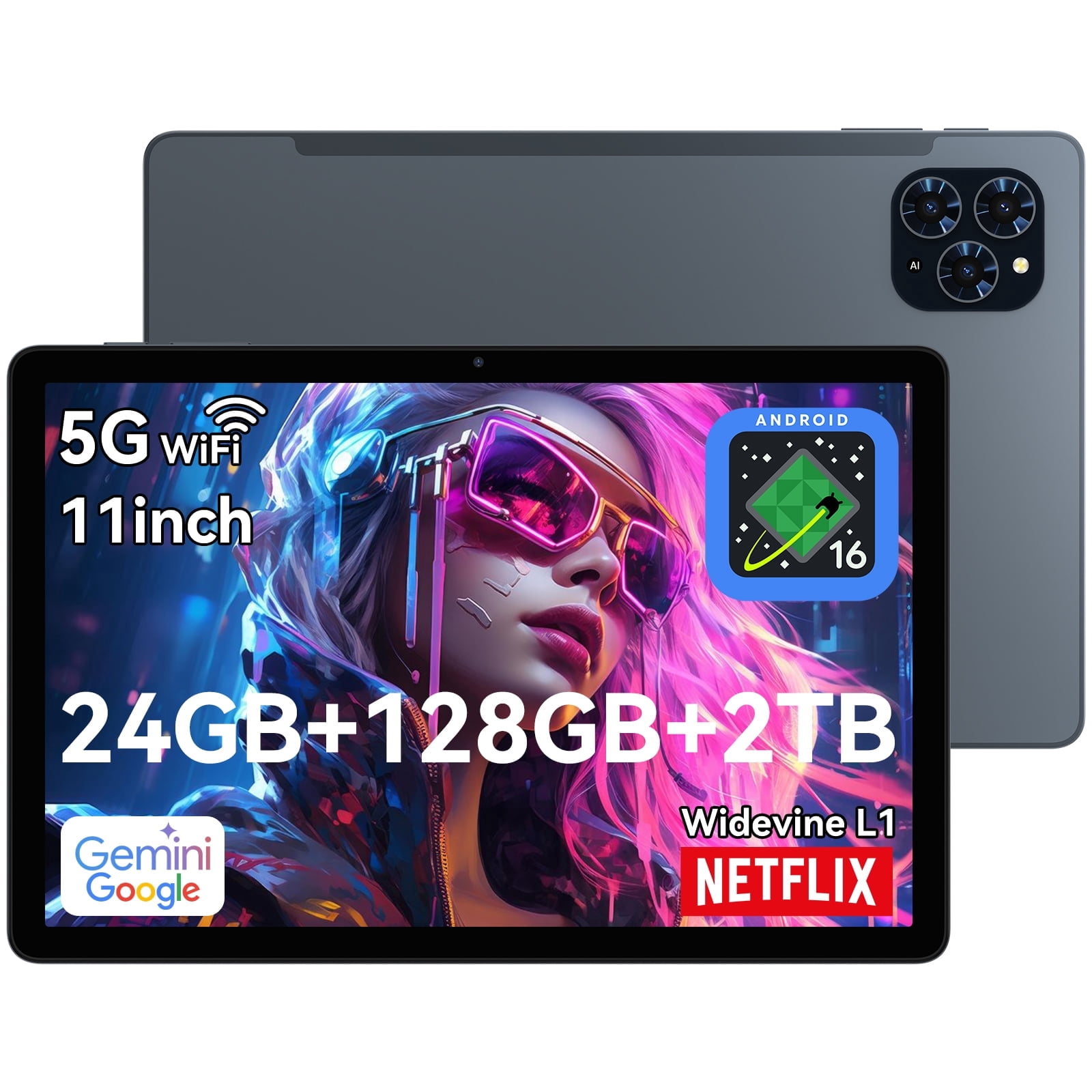 Tablet 2026 Android 16 AI Tablet with Gemini AI, 11 Inch FHD Display ...