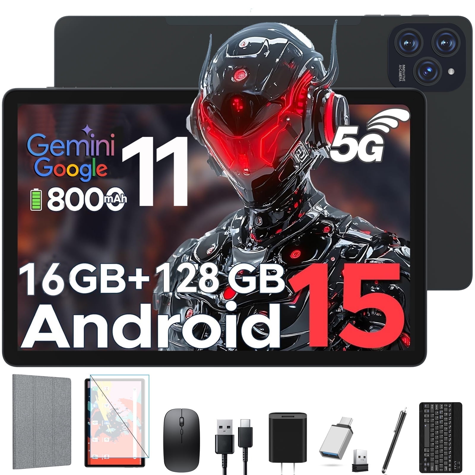 Android 12.0 Tablet, 10.1 inch HD, 8GB RAM 128GB ROM, Octa-Core, WiFi ...
