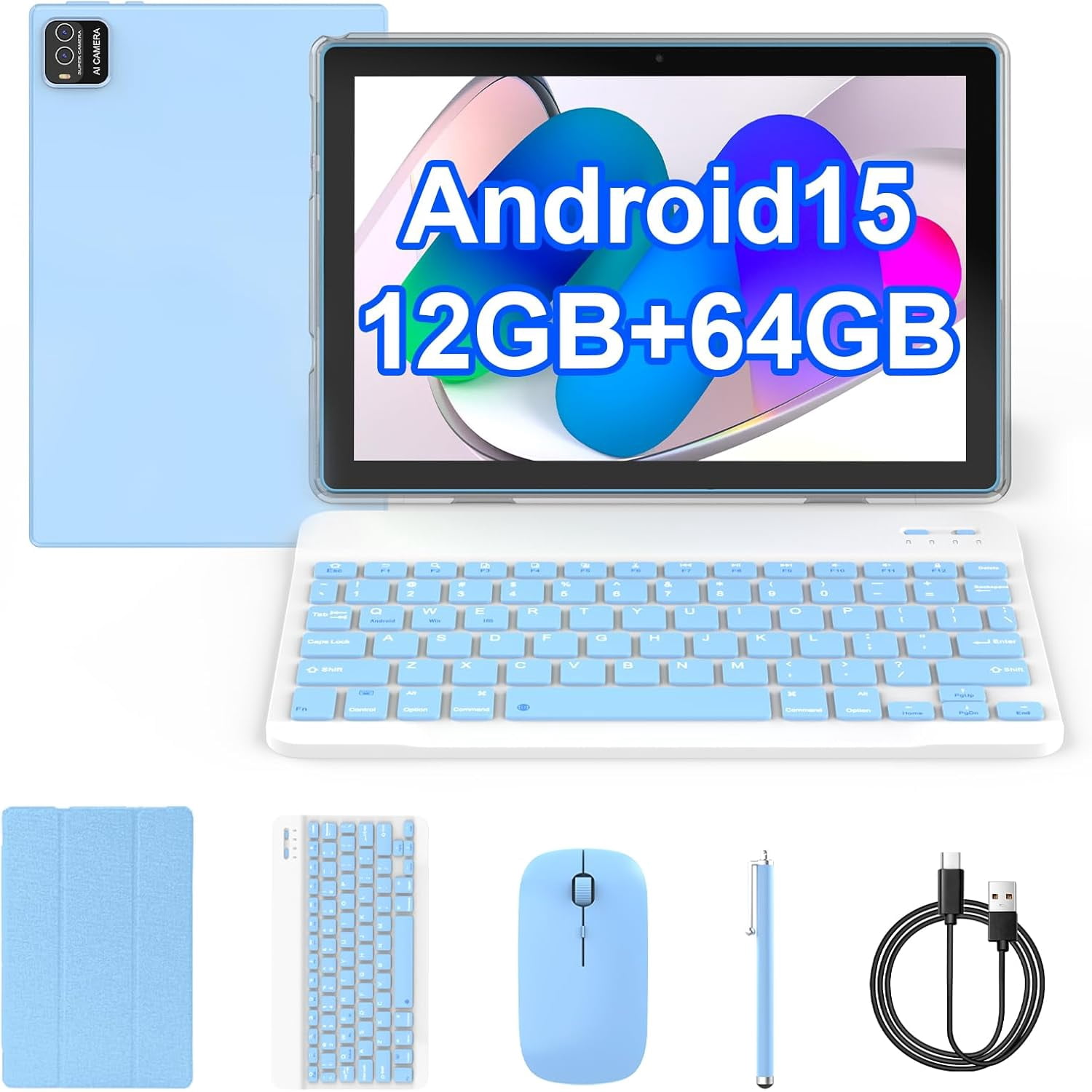 Tablet Android 15 10 inch Tablet 12GB RAM+64GB ROM Max 1TB 1.8Ghz Quad ...