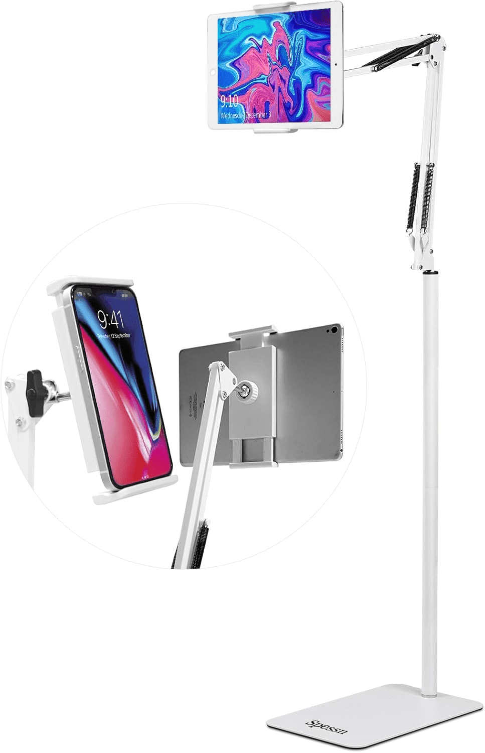 Tablet Floor Stand with Heavy Duty Stable Base, Adjustable Height ...