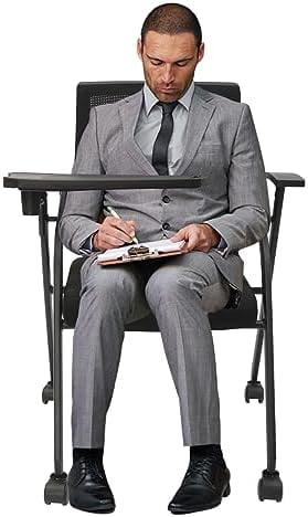 Tablet Folding Arm Chair, Desk Chairs with Caster Wheels Mesh Guest ...