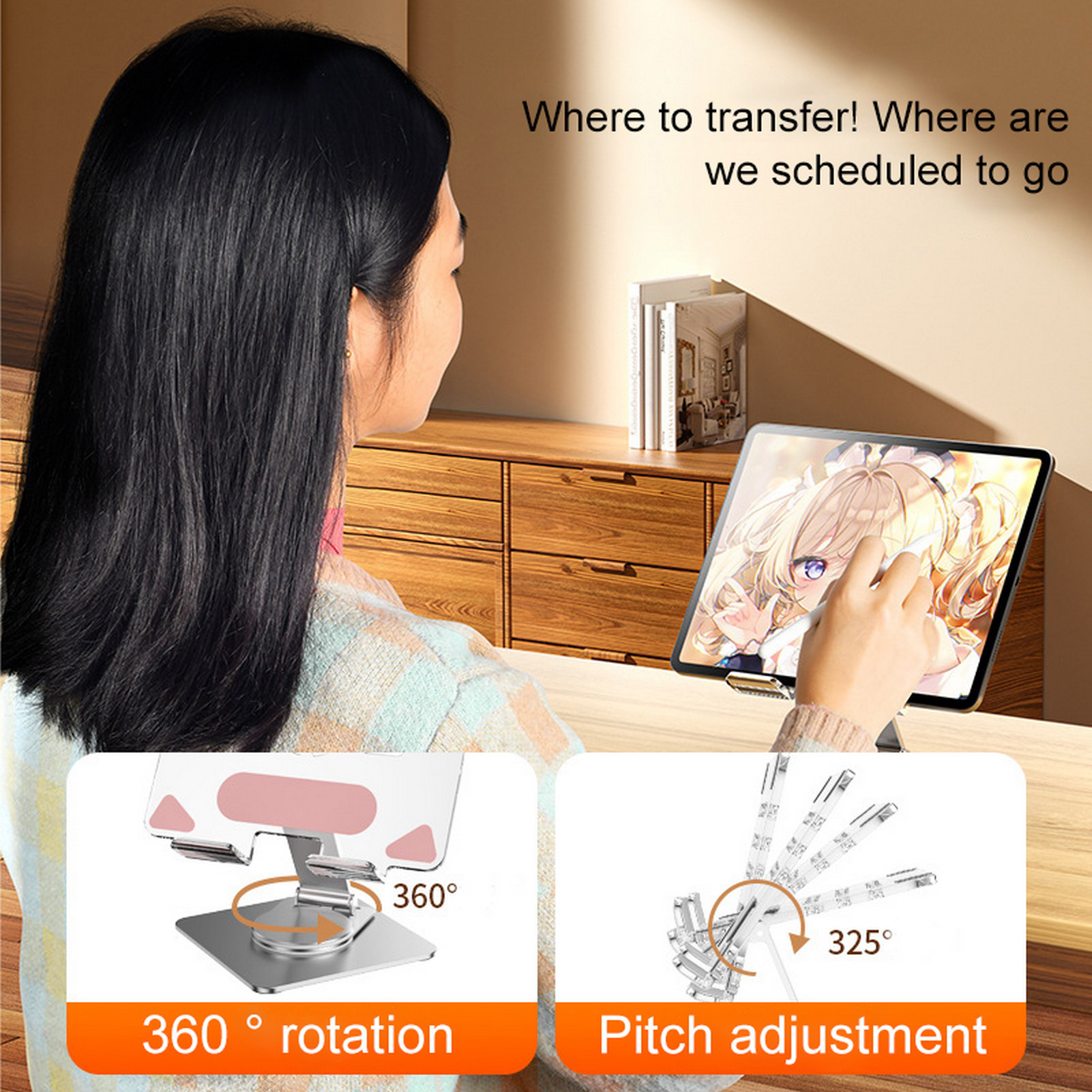 Tablet Holder Multi-angle Adjustable Tablet Stand with Silicone Edge ...