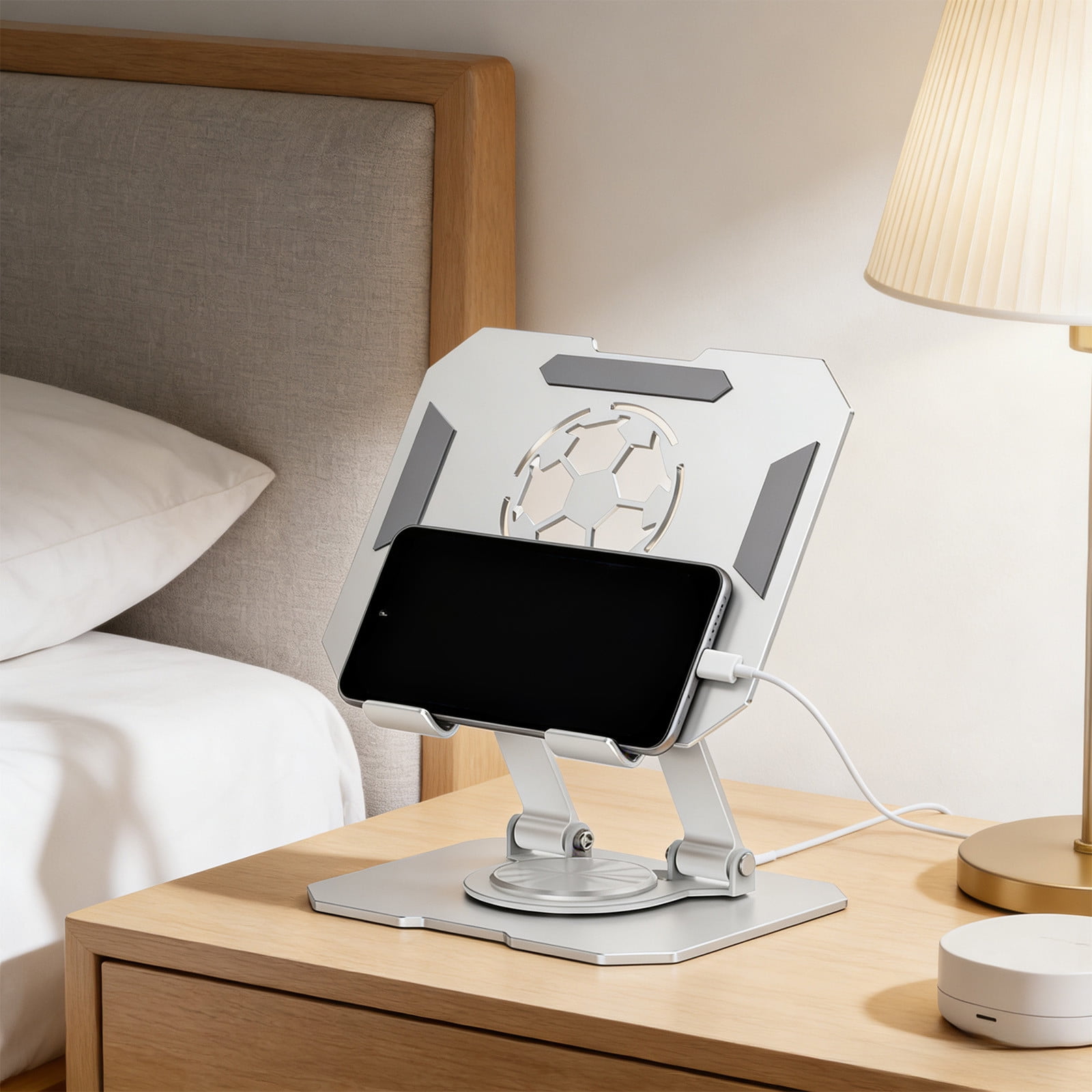 Tablet Holder Stand, Dual Rod Adjustable Aluminum Desktop Stand ...