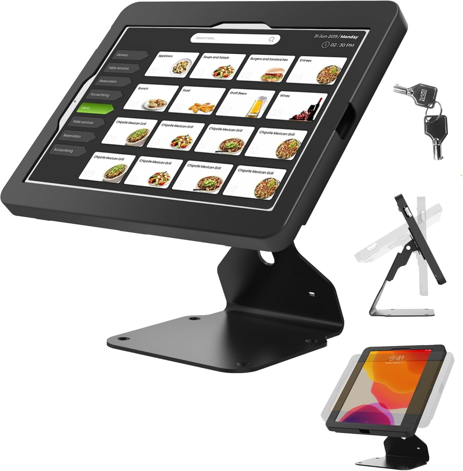 Tablet POS Stand for Desk, Heavy Metal, Flip Lockable Rotate Swivel ...