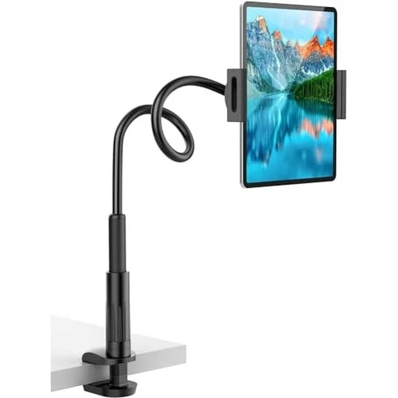 Tablet Stand for Bed,Gooseneck Holder with Adjustable Flexible Arm ...