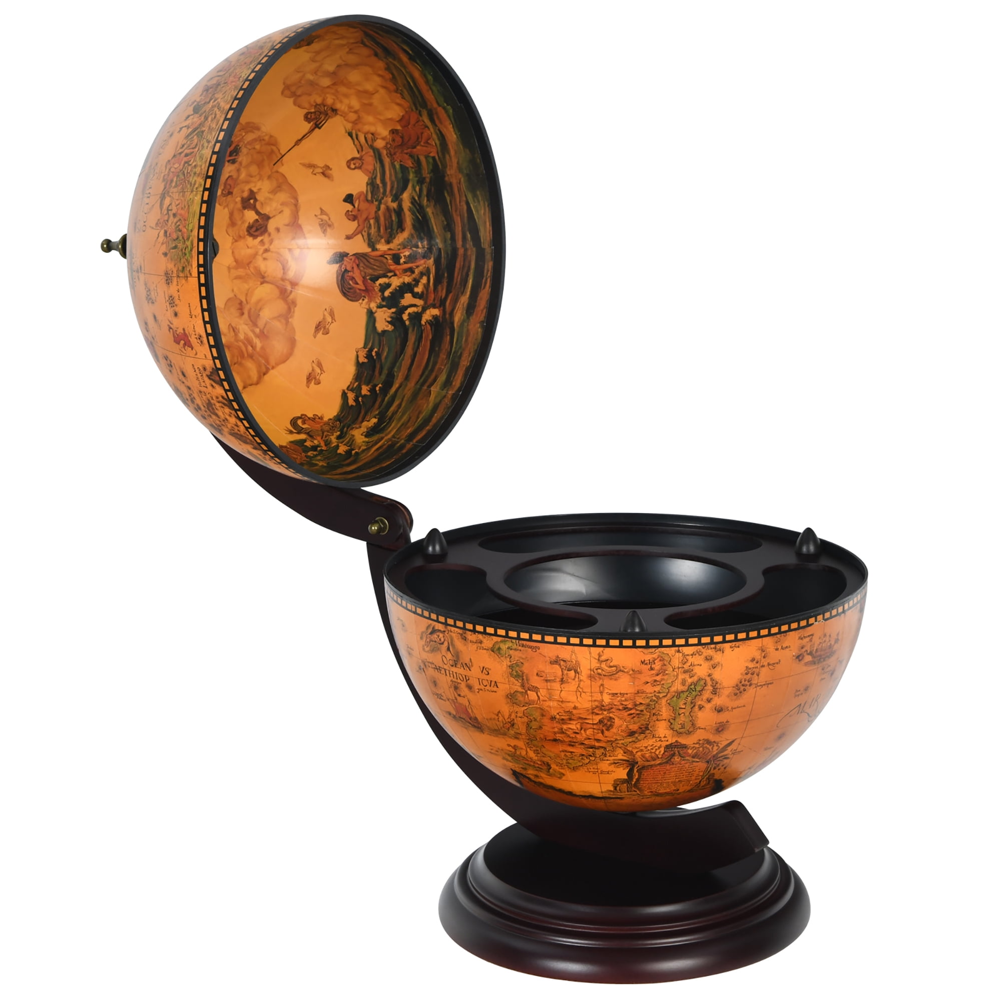 Tabletop 19'' Globe Bar Wine Cabinet, Home Liquor Storage, Glass Holder ...