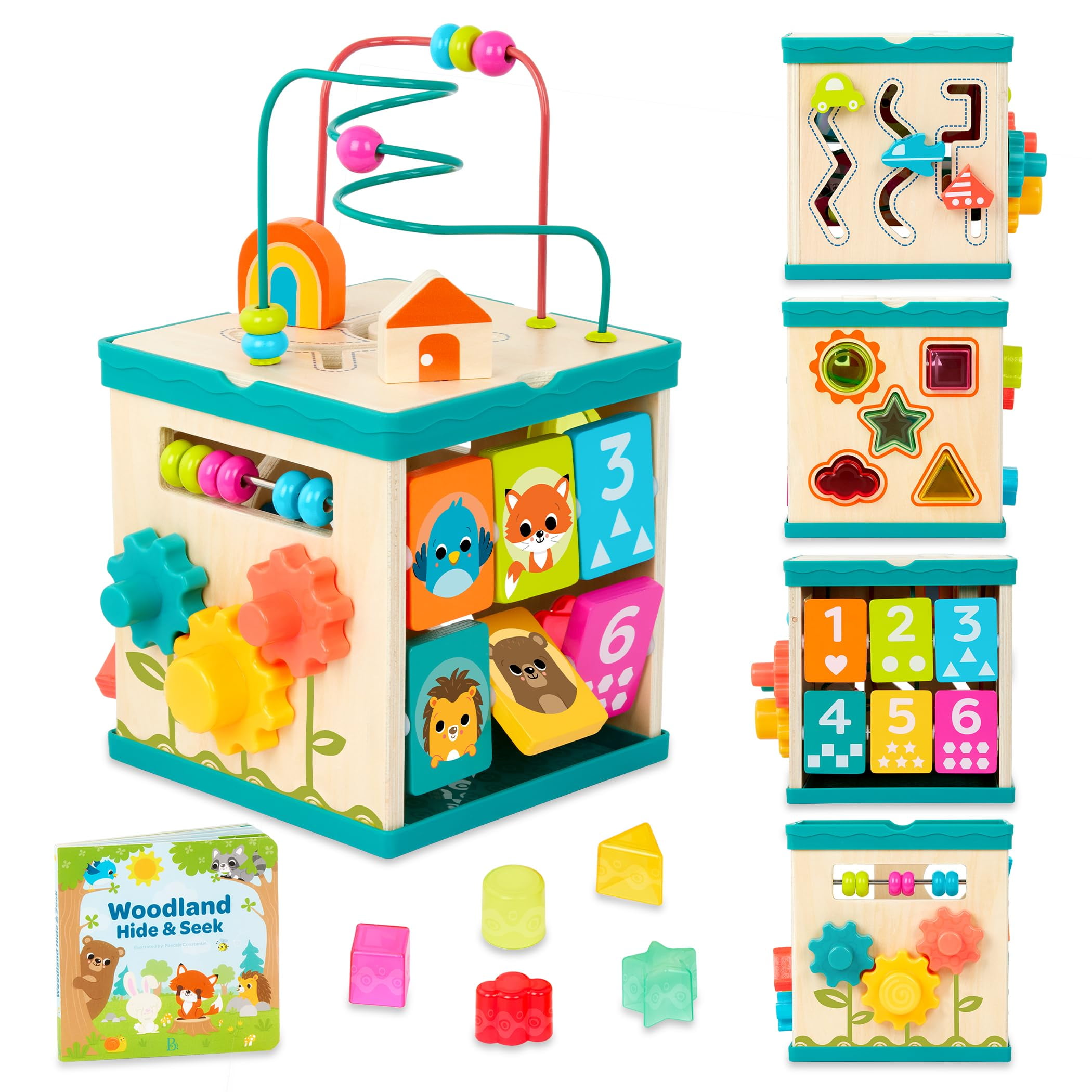 - Tabletop Activity Cube - Educational Storybook Included - Wooden ...