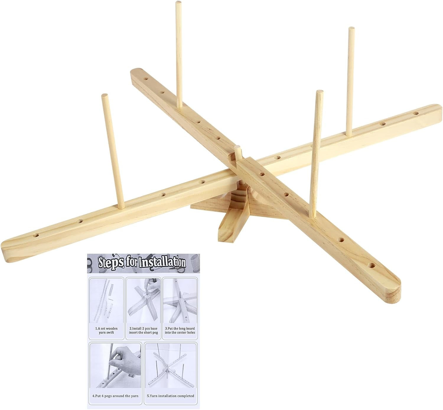 Tabletop Amish Style Wooden Yarn Swift Yarn Winder Pine Wood Yarn ...