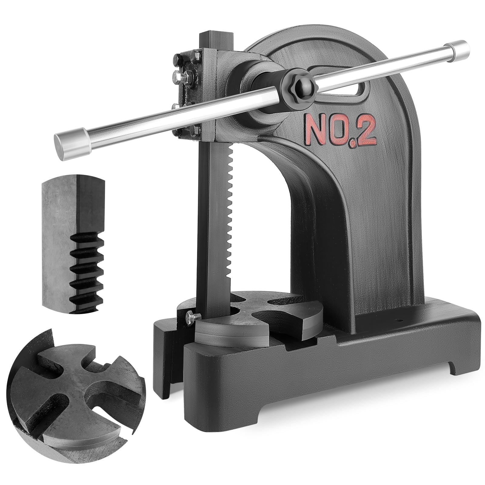 Tabletop Arbor Press, 2T Force, Manual Shaft Press, Black Anti-Warp ...
