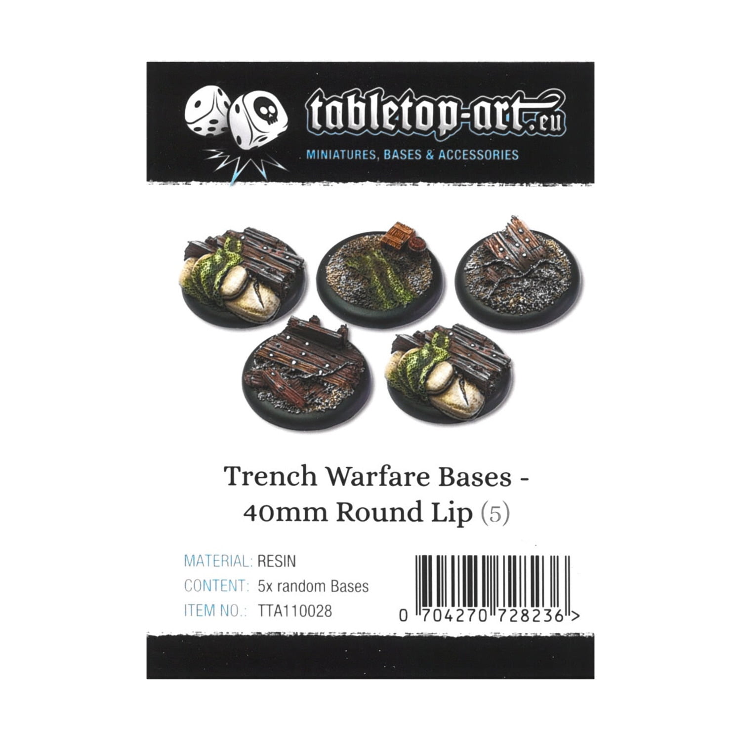 Tabletop Art 40mm Round Bases w/Lip - Trench Warfare New - Walmart.com