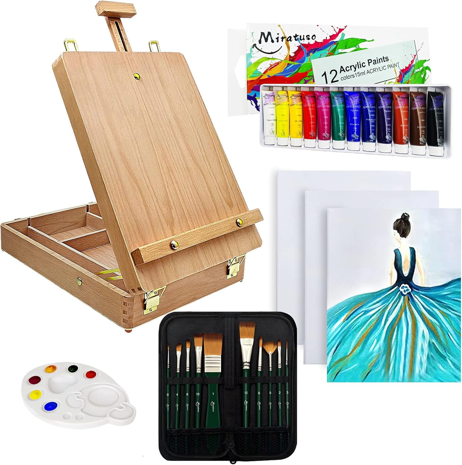 Tabletop Art Easel for Painting, Premium Wooden Sketchbox, Portable ...