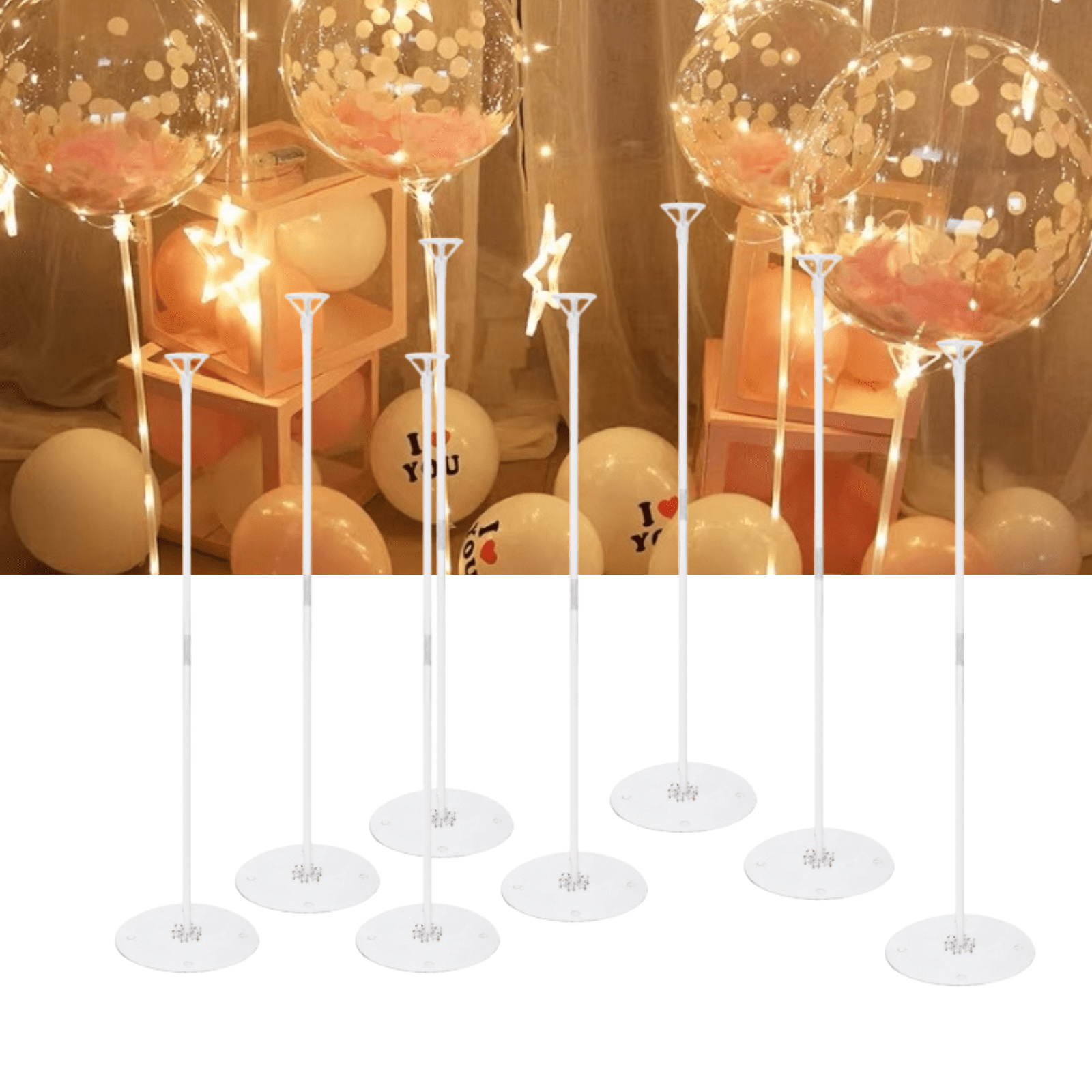 Tabletop Balloon Stand Kits, 27.5Inches 8 Pack Acrylic Balloon Sticks ...