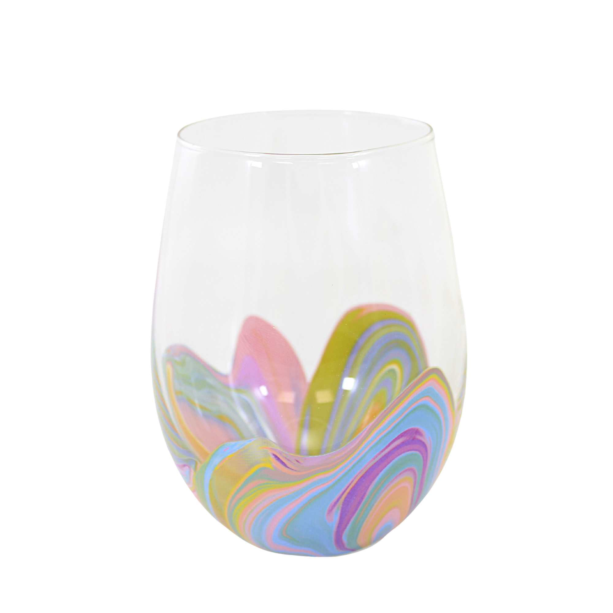 Tabletop Blue Groove Stemless Wine Glass Glass Ettavee Izzy & Oliver ...