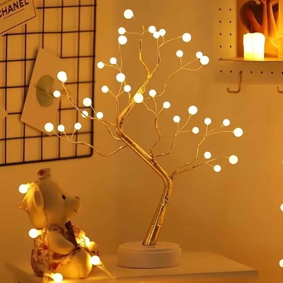 Tabletop Bonsai Tree Light with 36 Pearls LED, DIY Artificial Twinkling ...