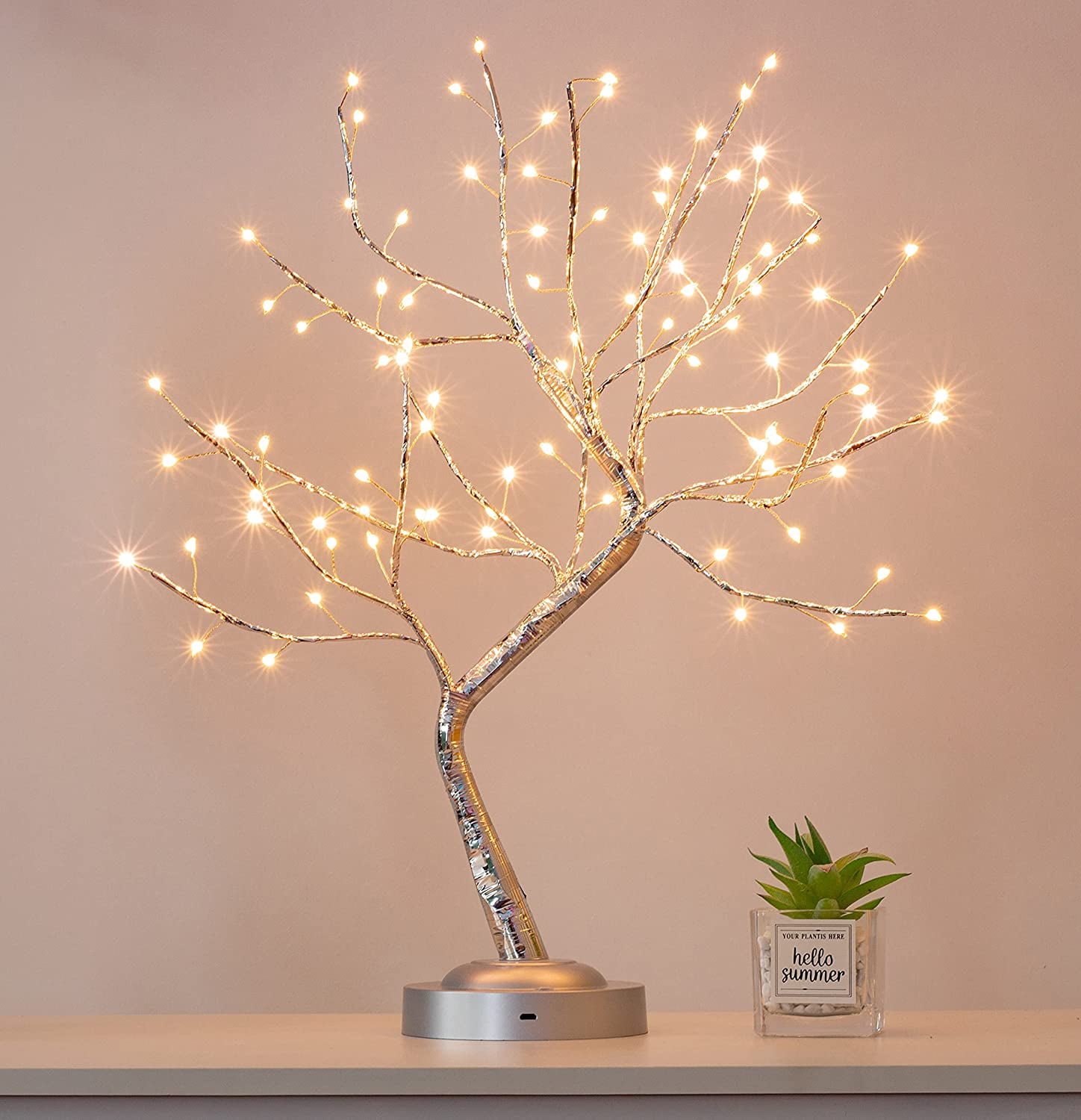 Tabletop Bonsai Tree Light,90L LED Tree Lamp 6 Hrs Timer,USB & Battery ...