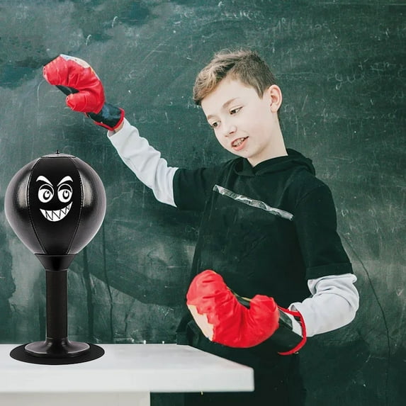 Tabletop Boxing Speed Bag with Suction Cup Base for Stress Relief and Hand Eye Coordination ...
