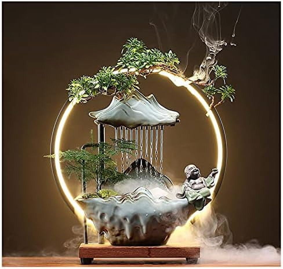 Tabletop Buddha Water Fountains Indoor Water Fall with LED Light Zen ...