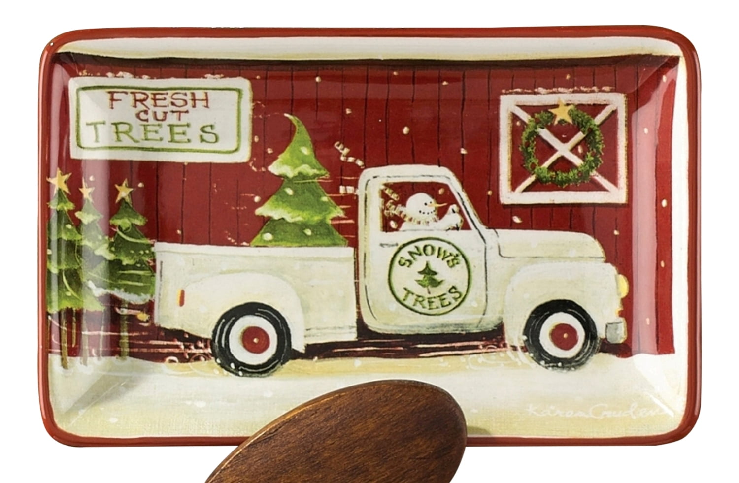 Tabletop Christmas Vacation Spoon Rest Ceramic Truck Snowman Trees ...
