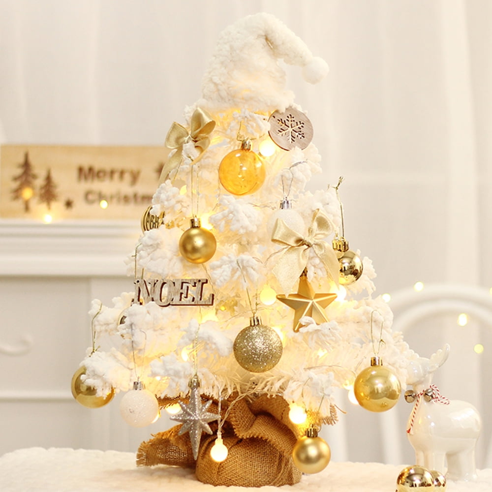 Tabletop Christmas Tree with Lights, BTMWAY Small Flocked Christmas ...